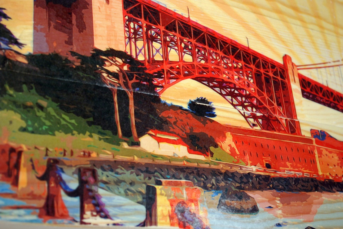 Golden Gate Bridge Wall Art on Solid Wood Boards San - Etsy
