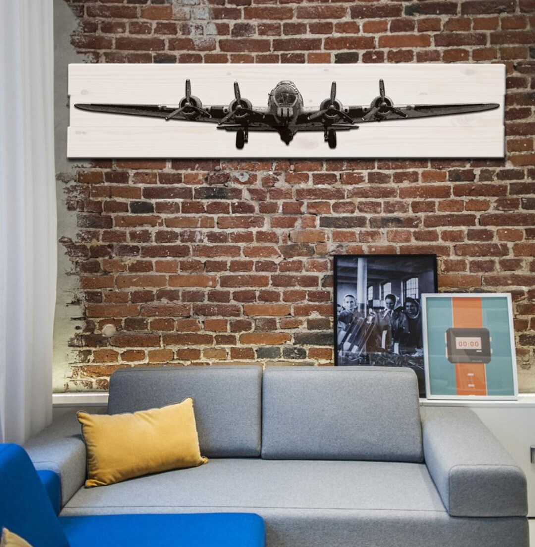 Flying Fortress WWII Bomber Airplane Wall Art on Solid Wood Boards 48 X ...