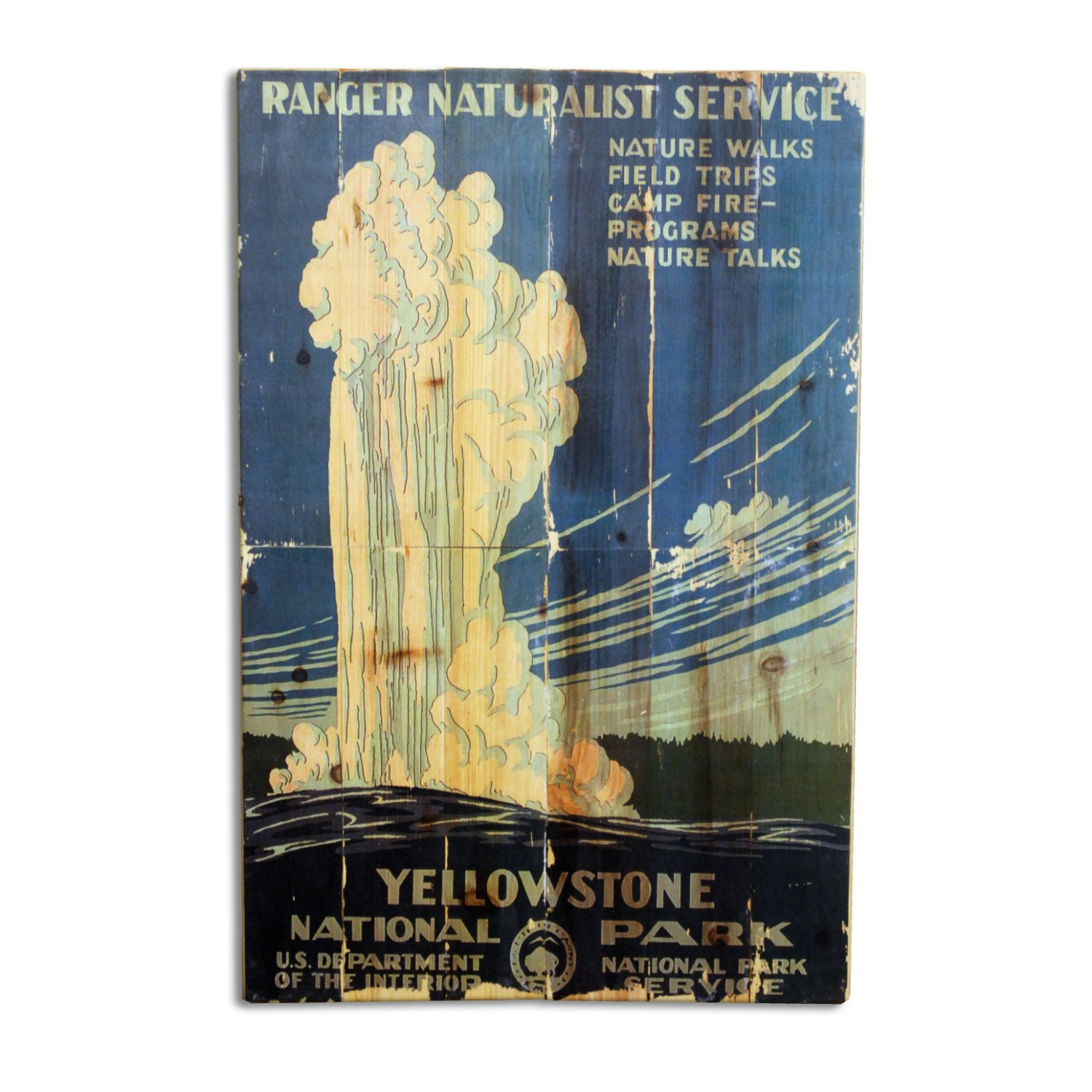 Large Vintage Yellowstone National Park Poster Wall Art on - Etsy