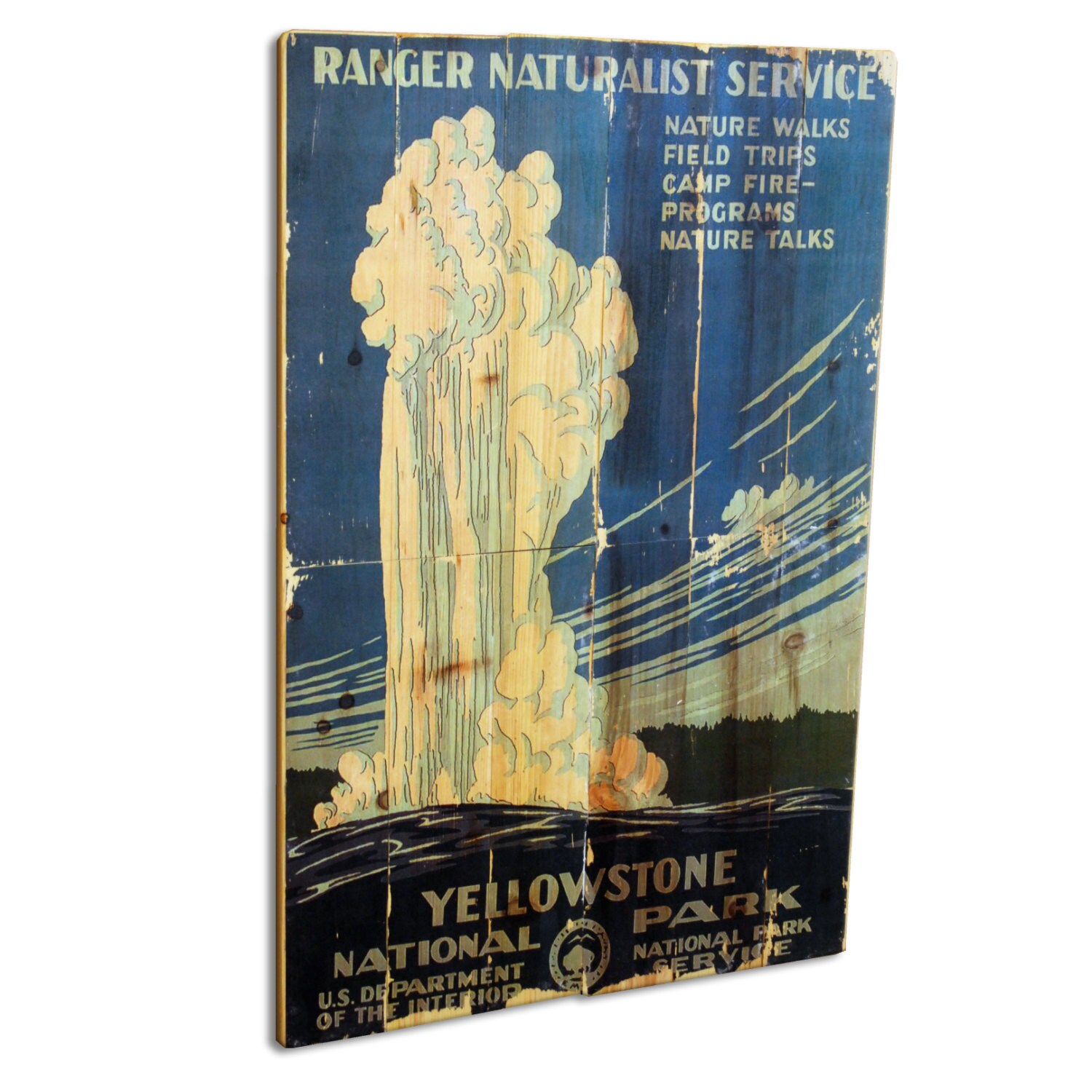 Large Vintage Yellowstone National Park Poster Wall Art on - Etsy