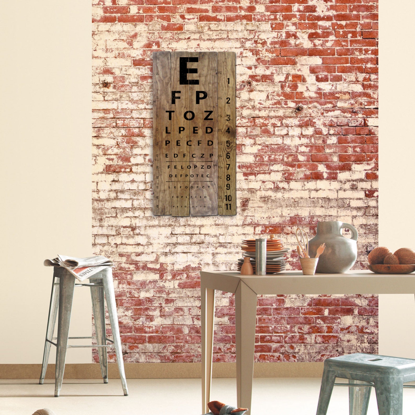 Retro Eye Chart Wall Art Vintage Sign on Distressed Solid Wood - Etsy