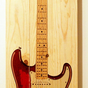 Large Guitar Wall Art Fender Stratocaster on Solid Wood Boards - 32" X ...