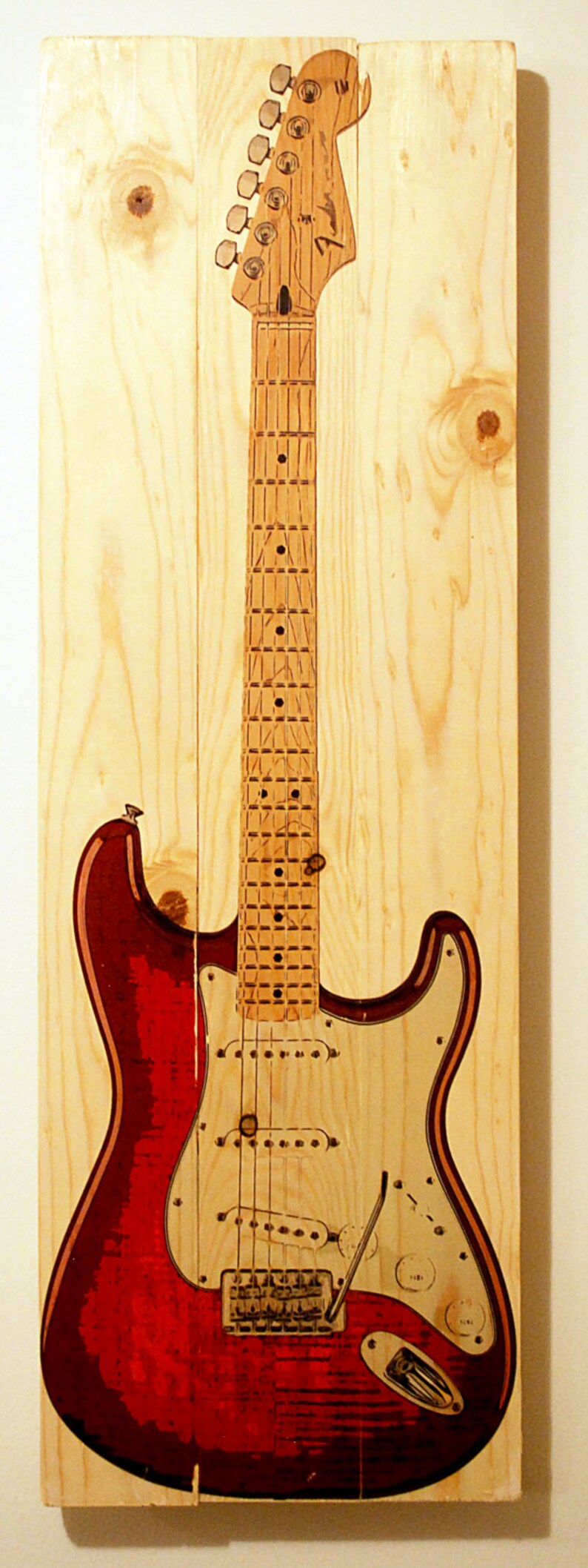 Large Guitar Wall Art Fender Stratocaster on Solid Wood Boards - Etsy