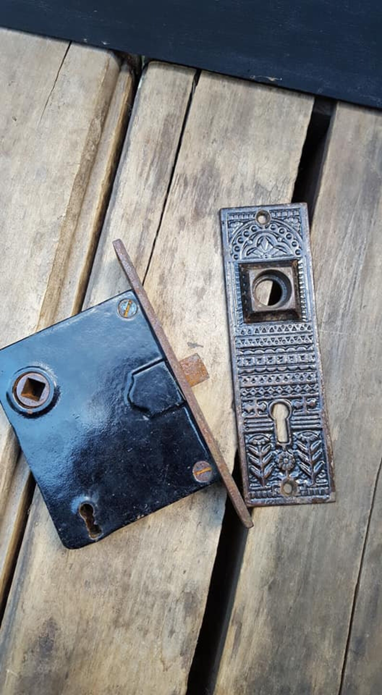 Cast Iron Lock Set Escutcheon Strike Plate And Mortise | Etsy