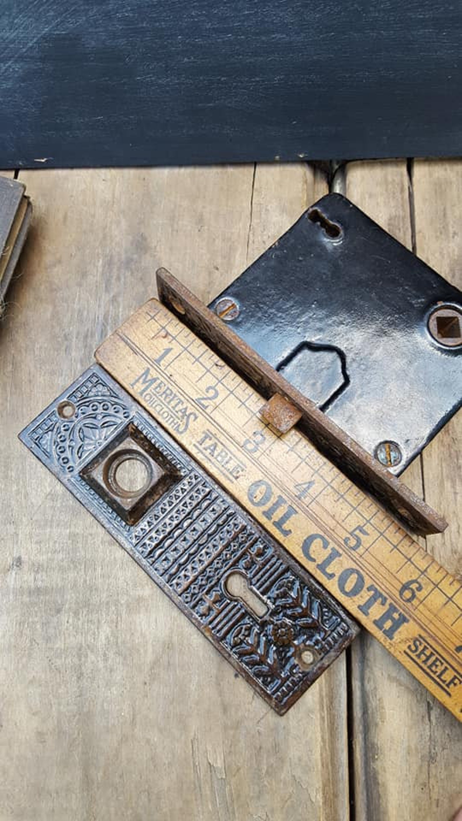 Cast Iron Lock Set Escutcheon Strike Plate and Mortise | Etsy