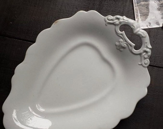White Ironstone Platter, Real Stone China Serving Dish, Ashworth China ...