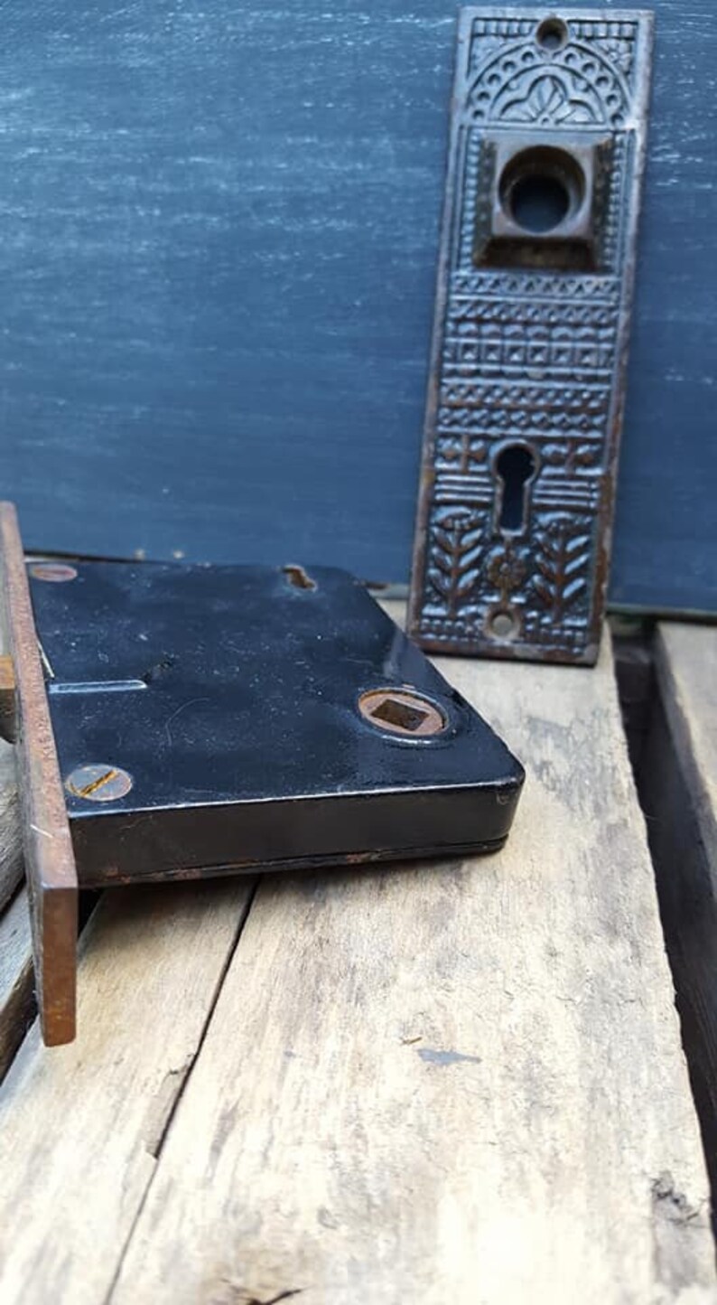 Cast Iron Lock Set Escutcheon Strike Plate and Mortise | Etsy