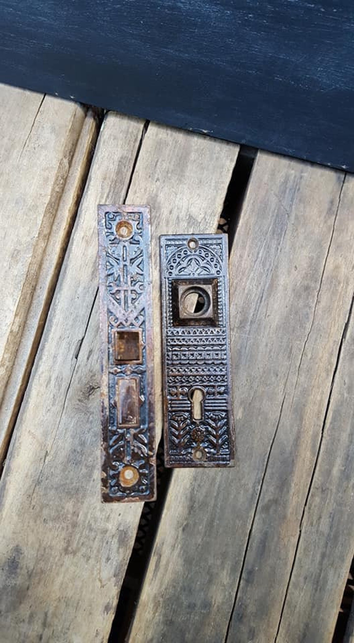 Cast Iron Lock Set Escutcheon Strike Plate and Mortise | Etsy