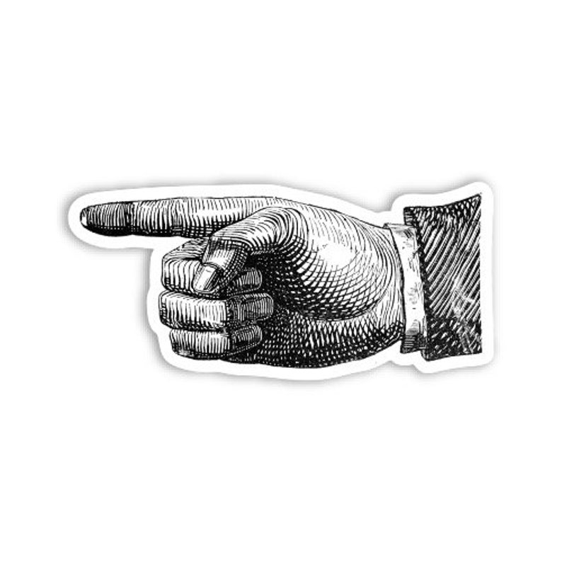 POINTING HAND Steampunk Water Proof Vinyl Sticker for Water Bottle ...