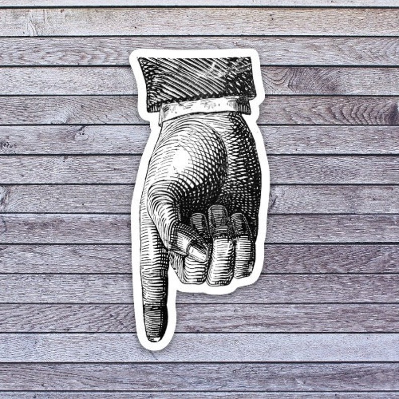 POINTING HAND Steampunk Water Proof Vinyl Sticker for Water Bottle ...