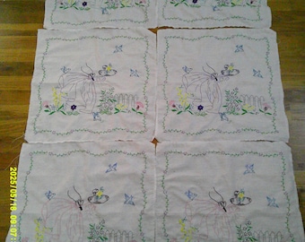 6 Hand Embroidered Tulip and Butterfly Quilt Blocks - Etsy