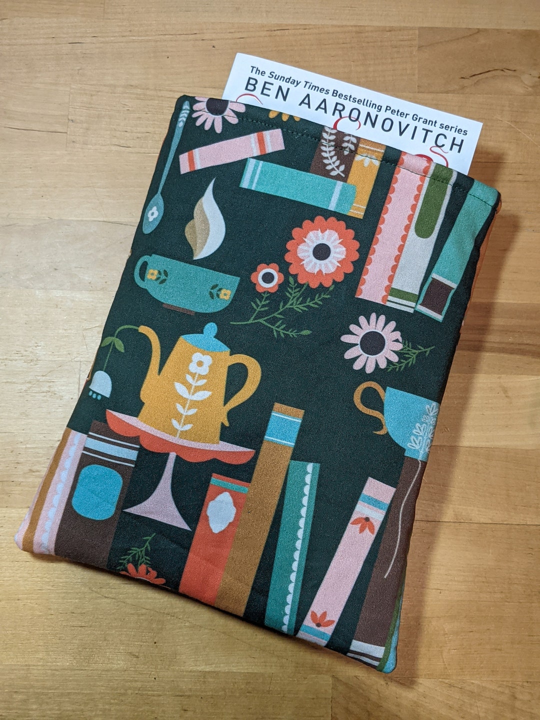 Teatime and Reading With Green Lining Book Sleeve paperback - Etsy