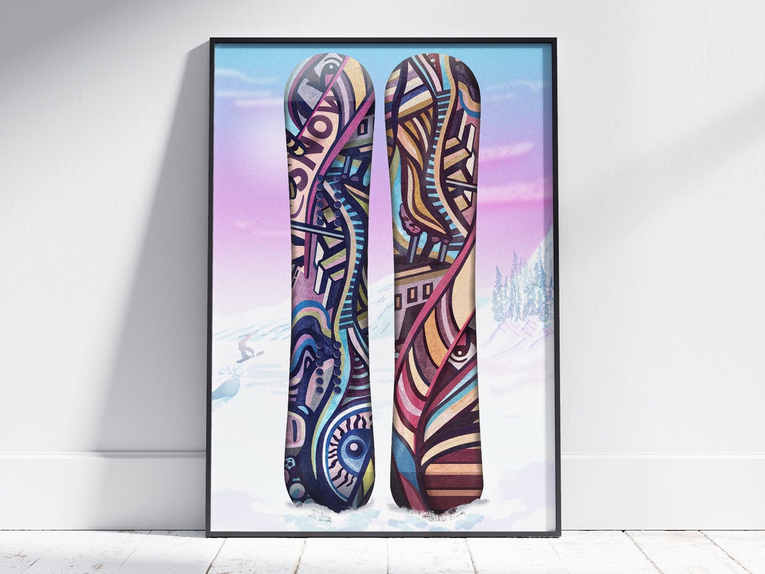 Snowboard Art Print - A4 Winter Sport Illustration - Etsy
