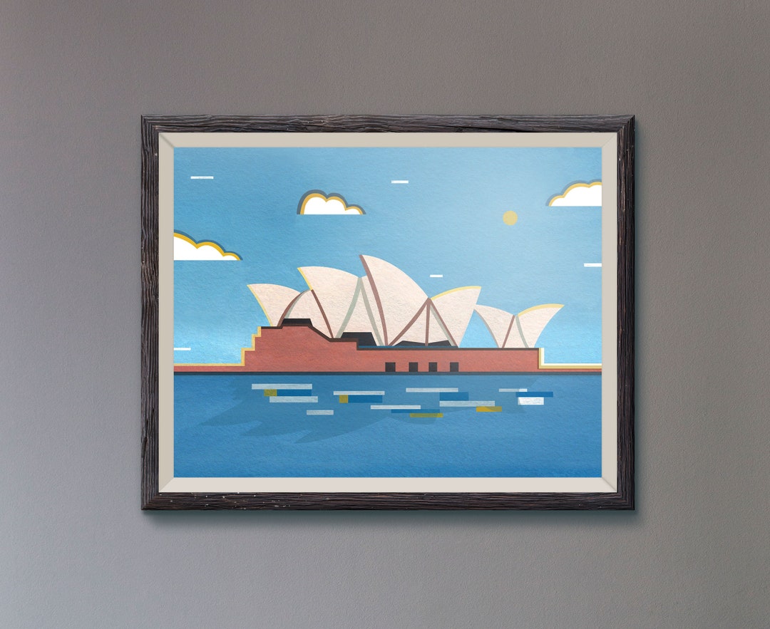 Sydney Opera House Art Print | Landscape Illustration, Australia Gift ...