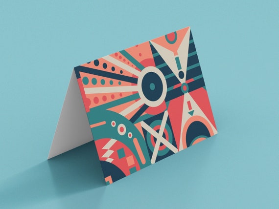Abstract Geometric Greetings Card Geometric Cards Modern | Etsy