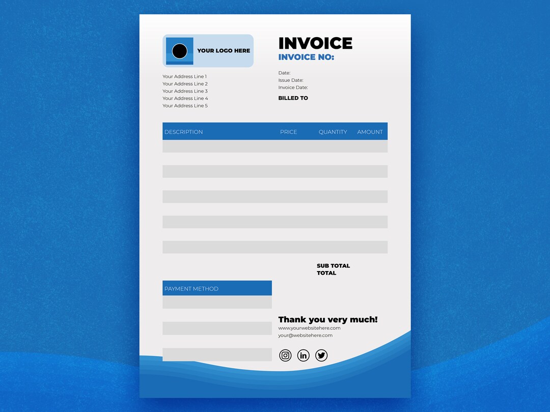 A4 Invoice Template | Personalised Invoice, Custom Business Form - Etsy UK