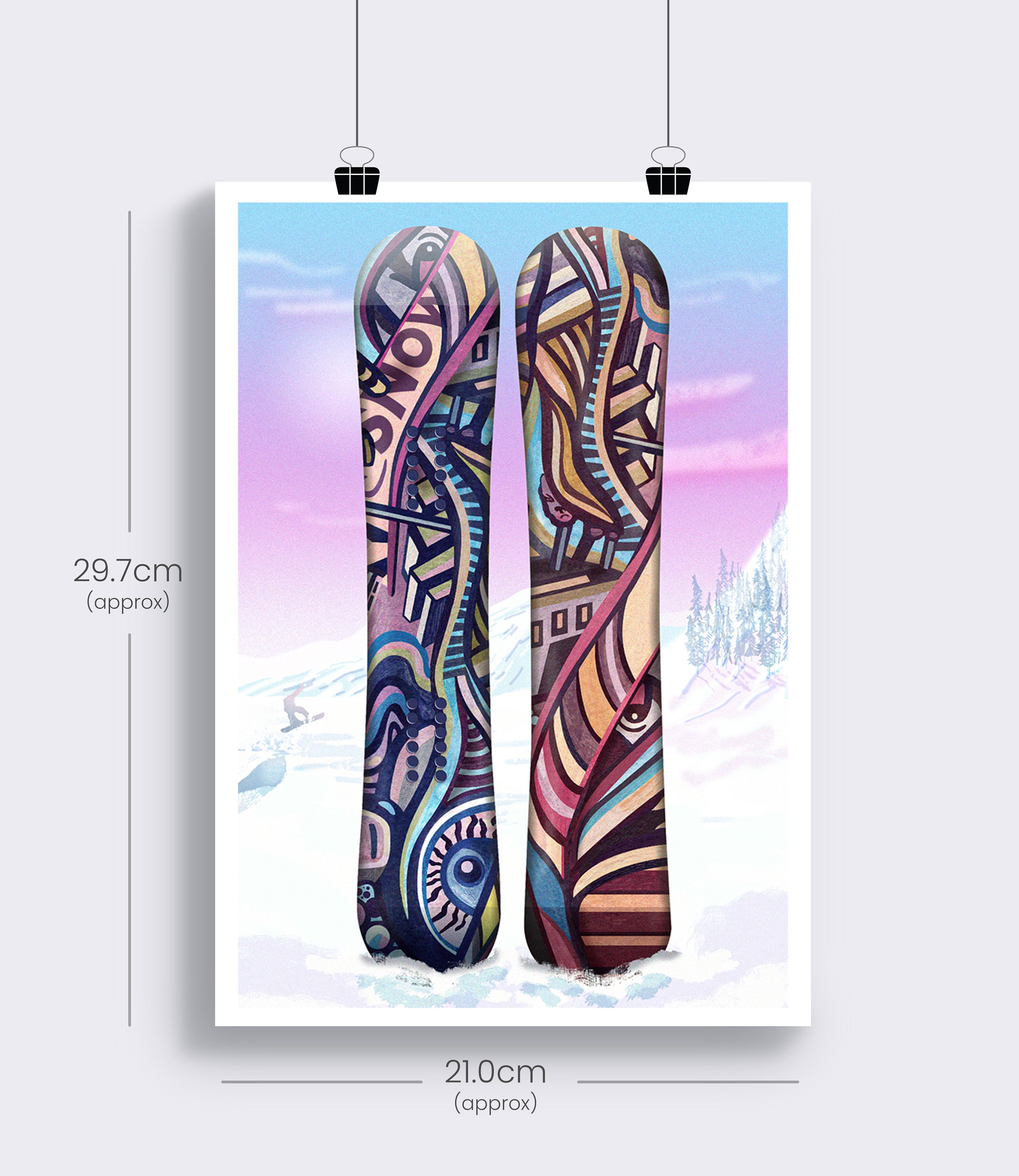 Snowboard Art Print A4 Winter Sport Illustration | Etsy