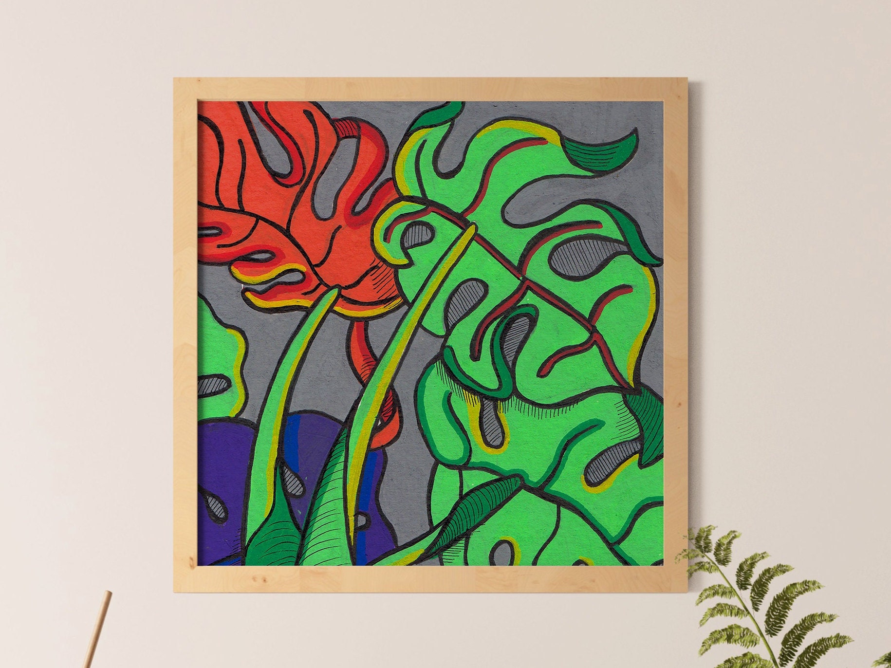 Botanical Posca Pen Drawing Plants Artwork Wall Art House - Etsy