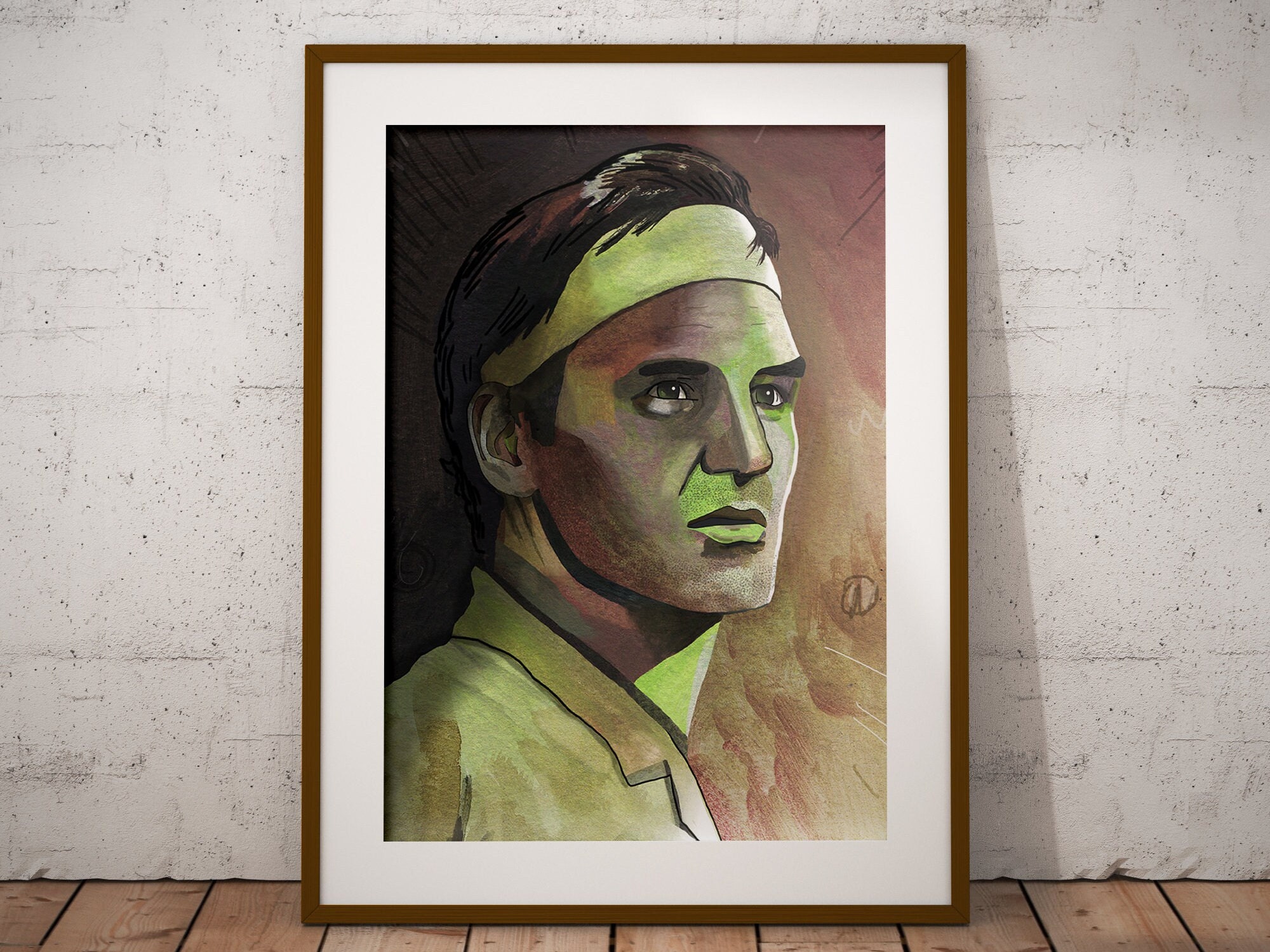 Roger Federer A4 Art Print Tennis Portrait Art, Wimbledon Illustration ...