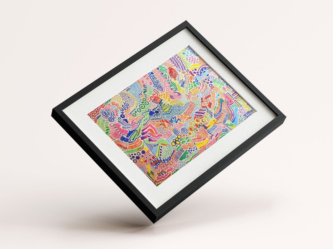 Abstract Pen Art Canvas Drawing Colourful Illustration Contemporary ...