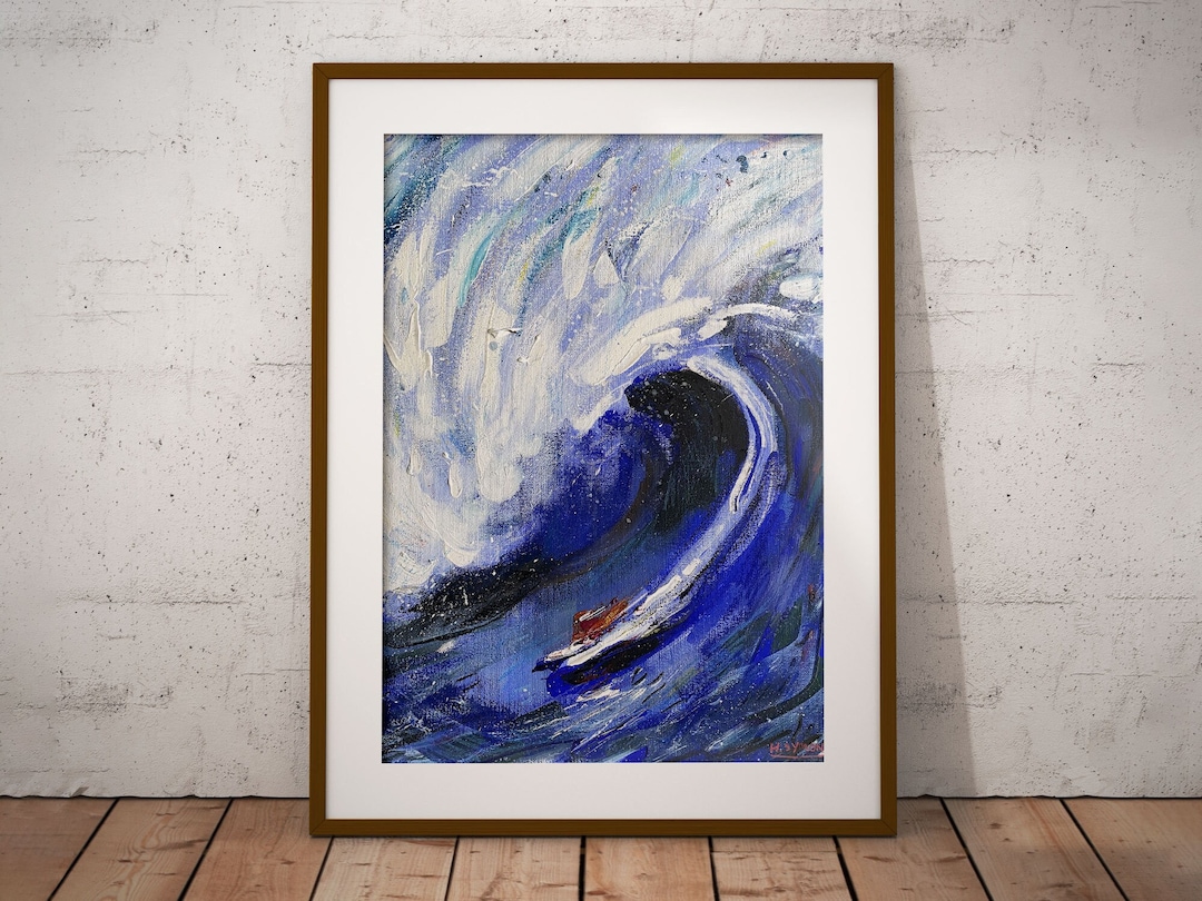 Surfing Canvas Painting Surfing Artwork, Sea Painting, Gouache Art - Etsy