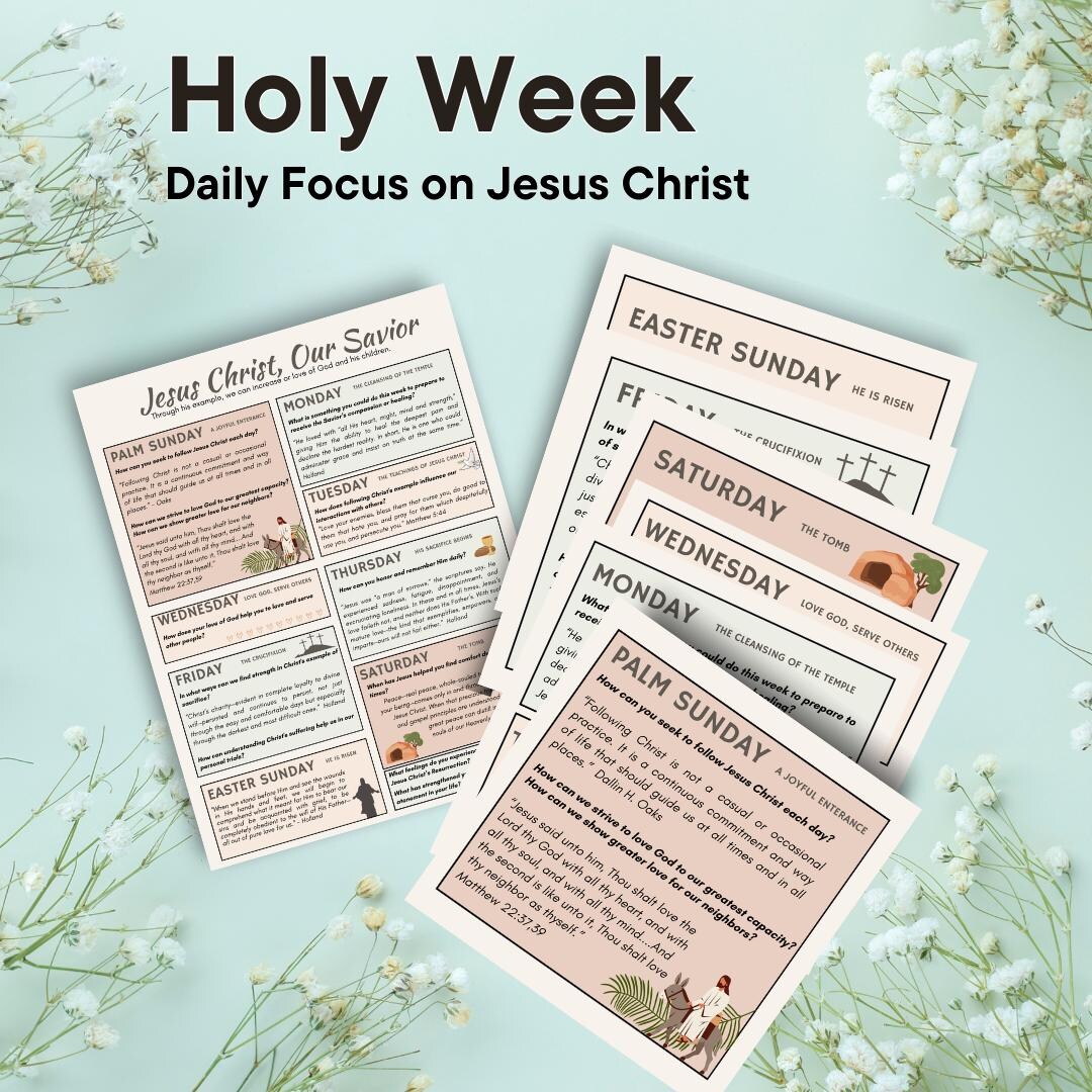 Easter, Holy Week, Daily Focus on Jesus Christ, Printable, Handout ...