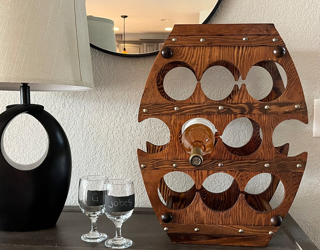 Vintage 70s Wooden Barrel Wine Rack Retro Barware Wine Storage - Etsy