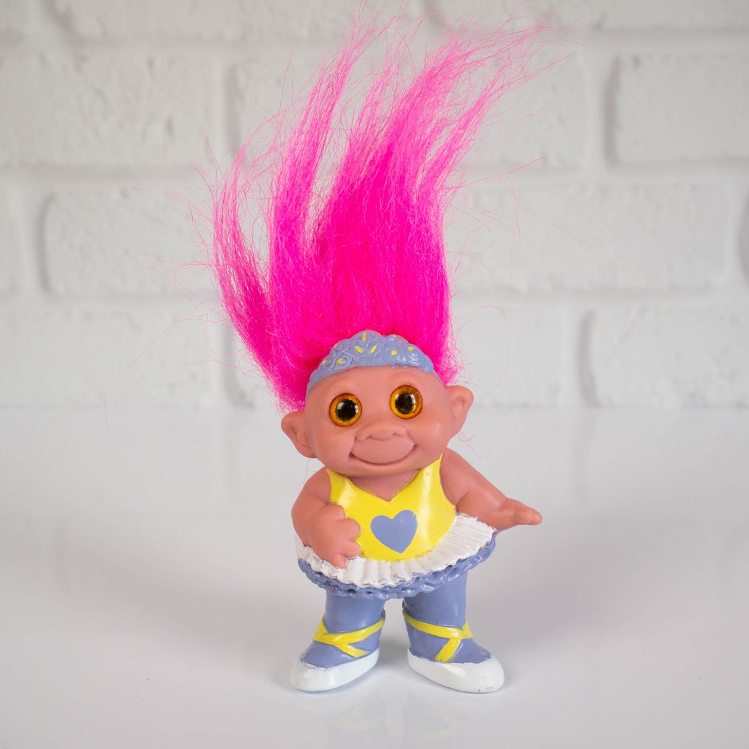 Vintage M.T. Ballerina Troll Doll Pink Hair Orange Eyes - Etsy