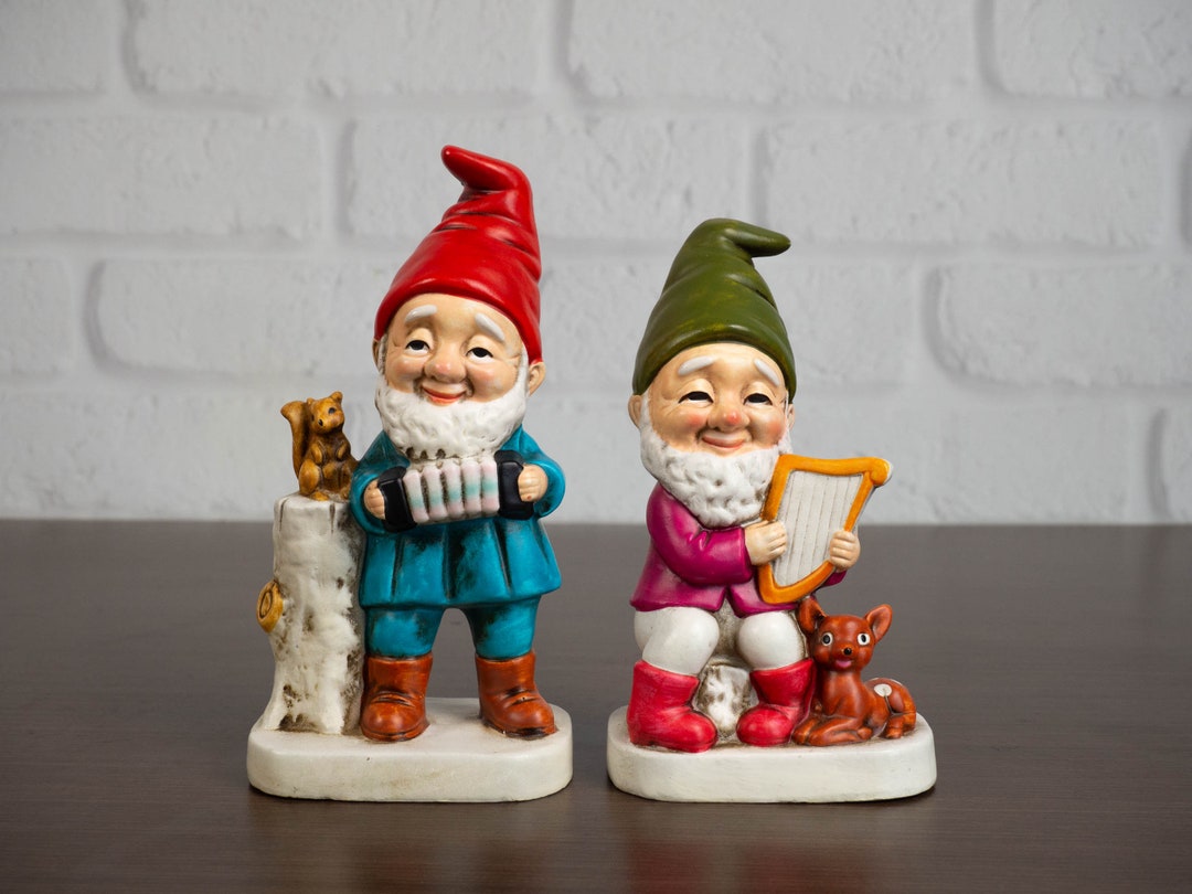 Homco 5201 Gnomes / Elves With Musical Instruments, Set of 2 Ceramic ...