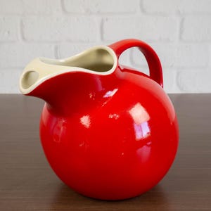 Vintage HALL Ball Jug #633 Chinese Red Ceramic Pitcher, Mid Century ...