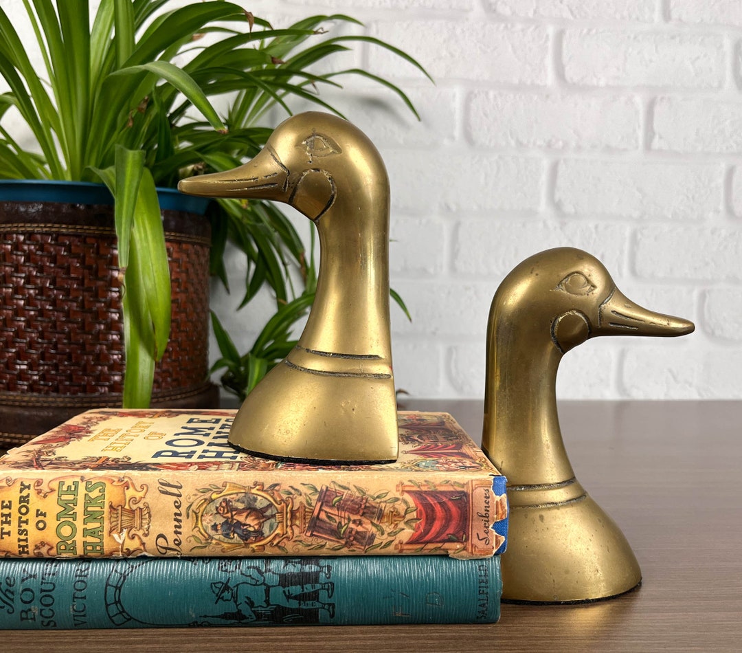 Vintage Brass Duck Bookend Set, Classic Home Office Library Decor - Etsy