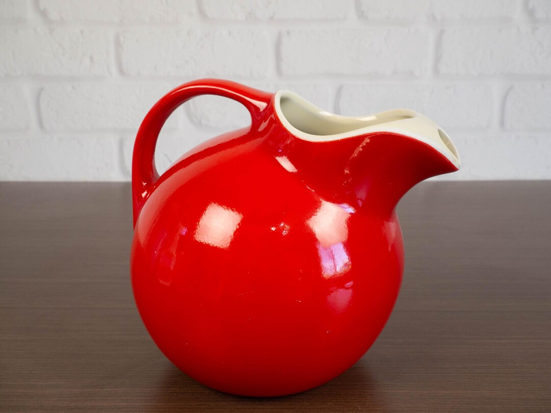 Vintage HALL Ball Jug #633 Chinese Red Ceramic Pitcher, Mid Century ...