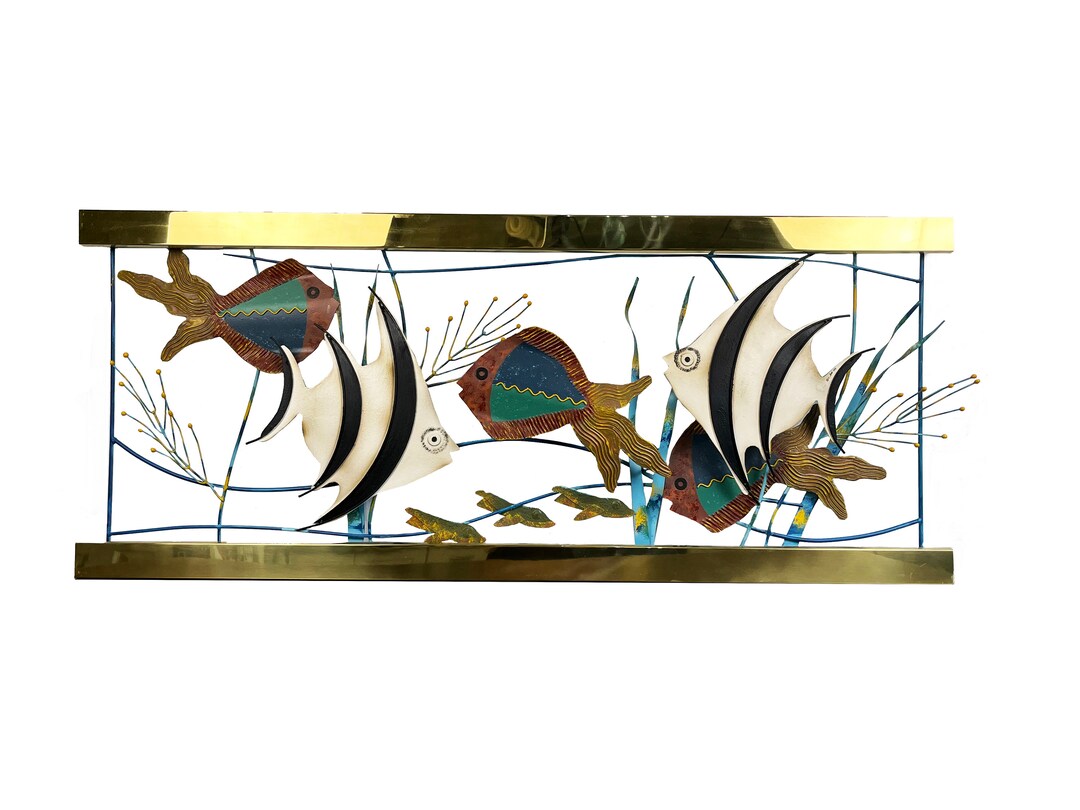 Curtis Jere Metal Sculpture Tropical Fish Aquarium Wall Hanging, 90s ...