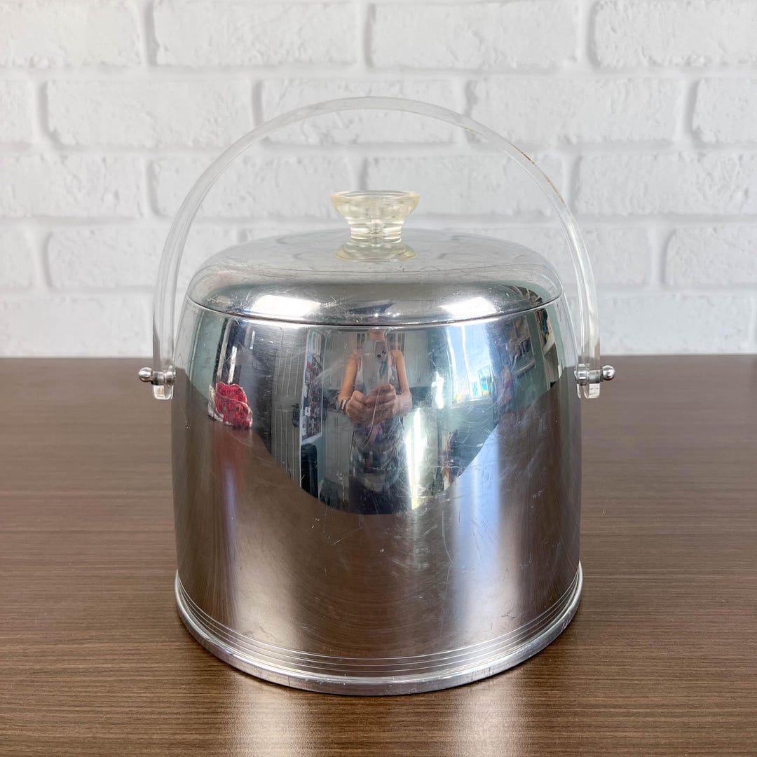 Vintage Kromex Aluminum Ice Bucket With Lucite Handle - Art Deco ...