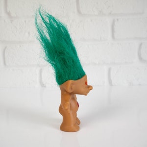 Vintage ACE Treasure Troll Green Hair Orange Eyes Red Heart Wishstone ...