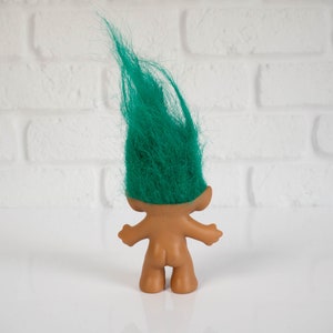 Vintage ACE Treasure Troll Green Hair Orange Eyes Red Heart Wishstone ...