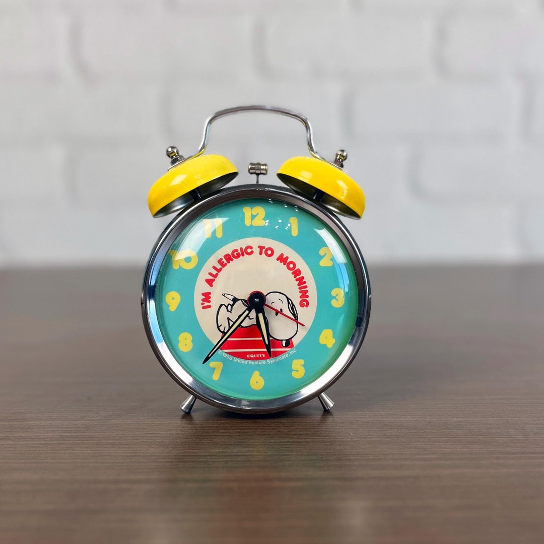 70s Vintage Snoopy Alarm Clock, Retro Twin Bell Wind up Analog Clock ...