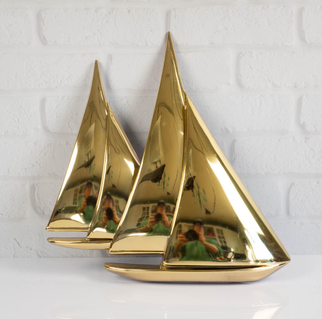 Vintage MCM Syroco Metallic Gold Sailboat Wall Hanging Art Sculpture ...