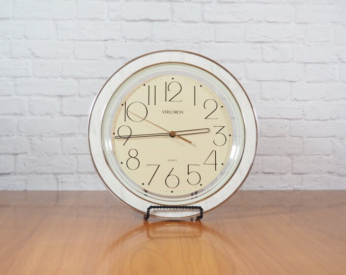 Vintage 1980s Harris & Mallow Verichron Wall Clock White Faux Marble ...