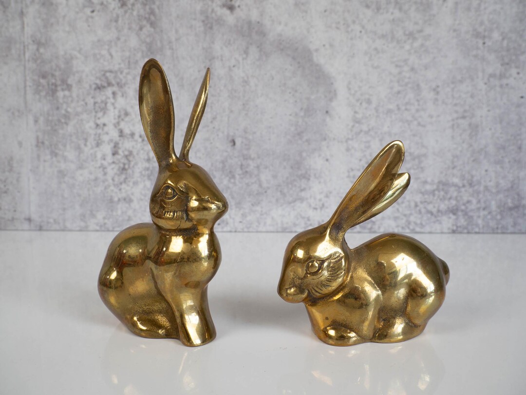 Vintage Brass Bunny Rabbits - a Pair - Figurine, Paperweight, Home ...