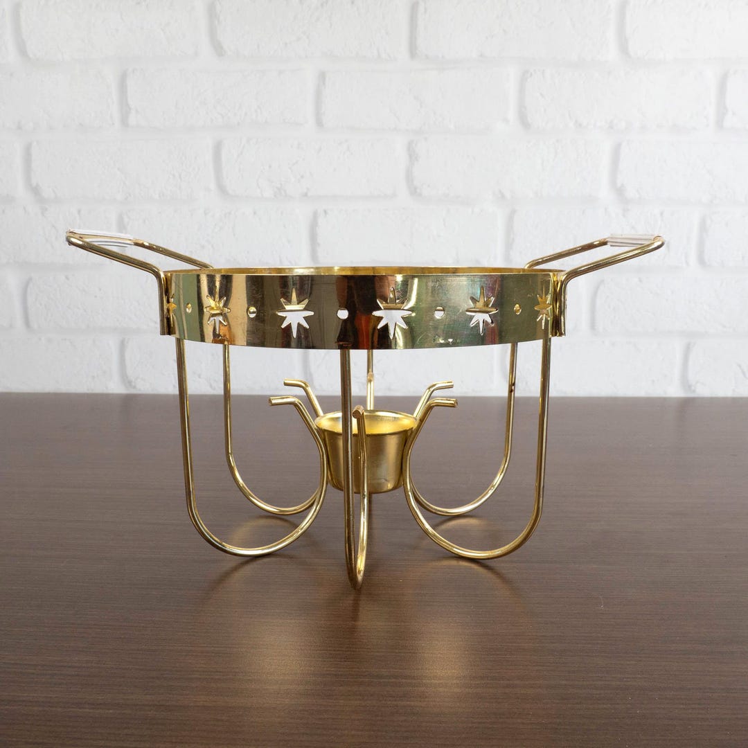 Vintage Pyrex Candle Warmer Stand, Warming Casserole Cradle, MCM Gold ...