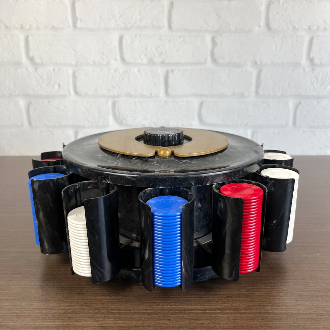 Vintage turnit Rotating Poker Chip Holder Dispenser Rack With Chips ...