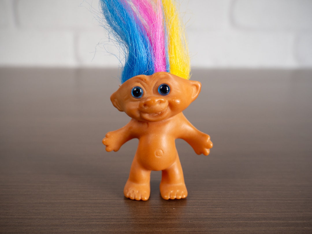 Vintage Etone Troll, Rainbow Hair Mini Troll Doll Made in Korea - Etsy