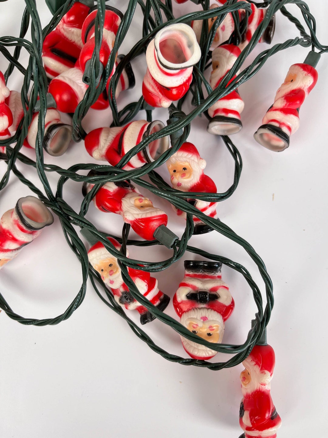 Vintage Santa Claus Christmas Tree String Lights With 20 Plastic Santa ...