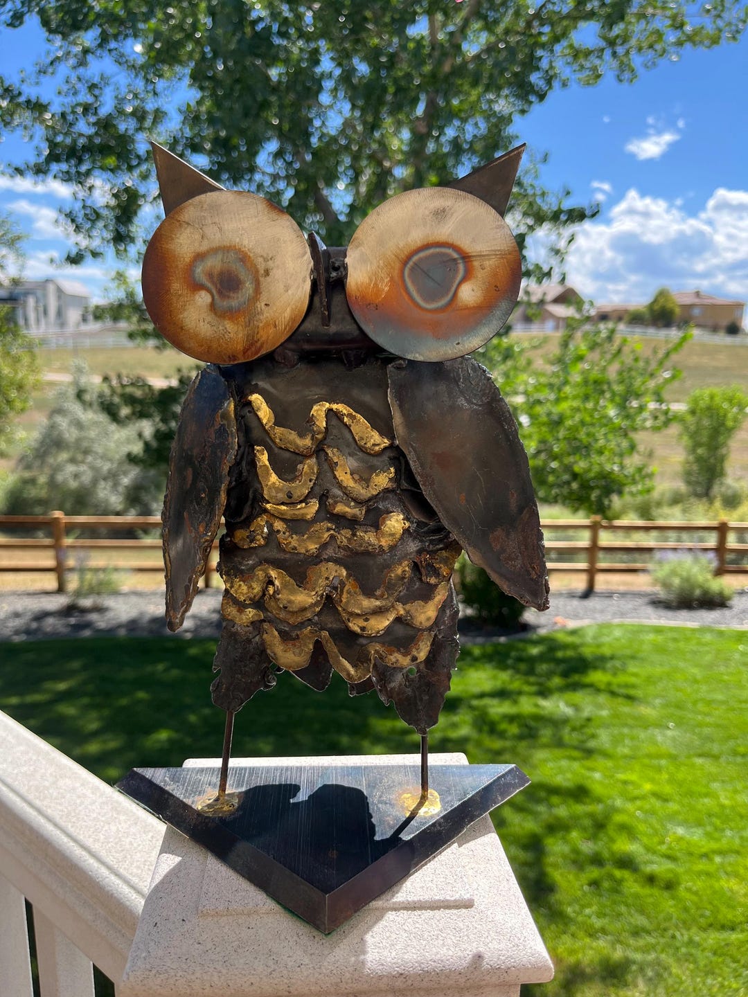 Mid Century Brutalist Owl Sculpture, Welded Steel Torch Cut Metal Owl ...