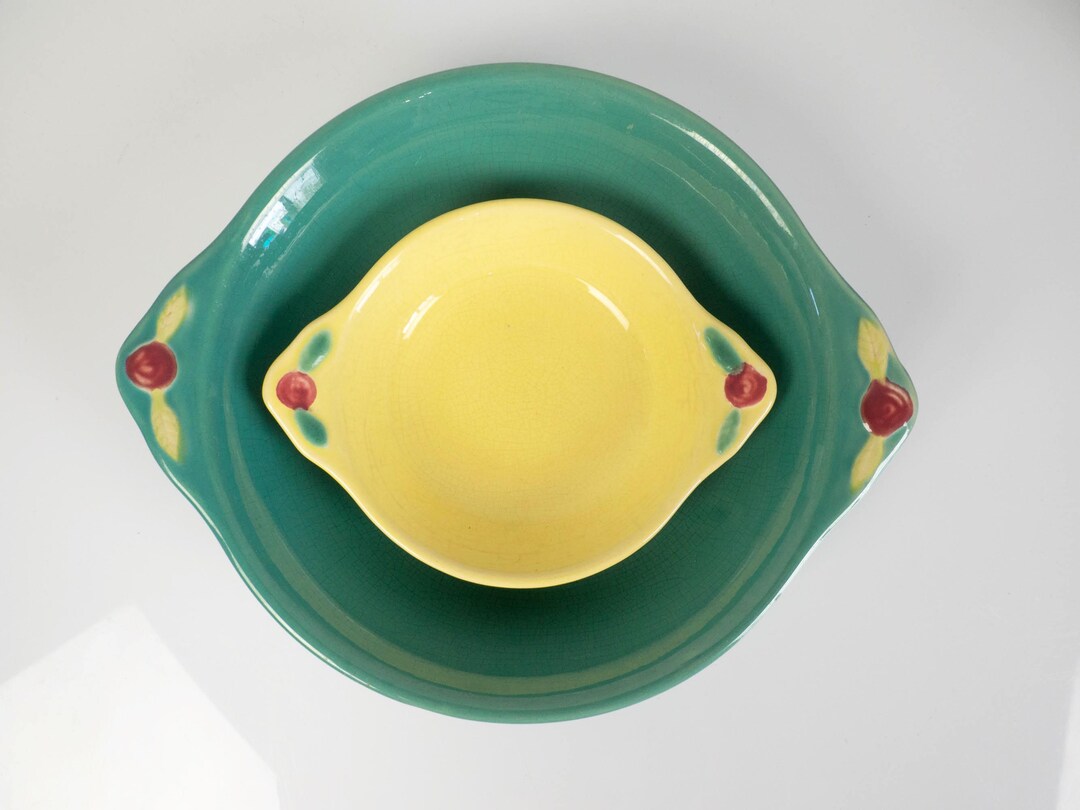 1930s Coors Pottery Rosebud Serving Bowl Set - Lugged Fruit / Sauce ...