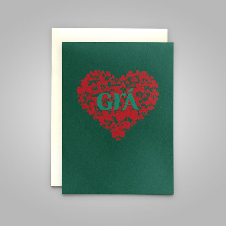Grá in Green Irish Language Greeting Card Translates as - Etsy