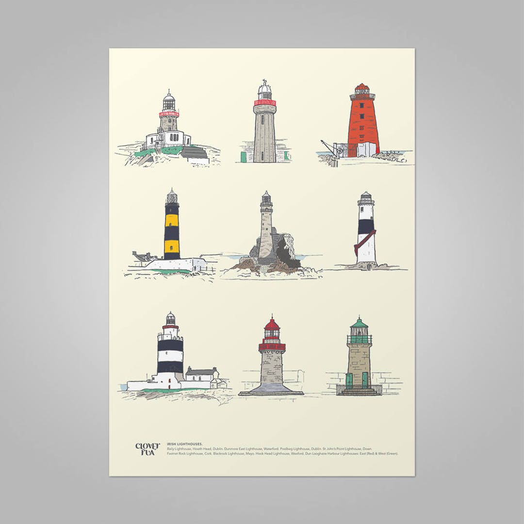 Irish Lighthouses, an Elegant Hand Drawn Study That Will Make a Unique ...