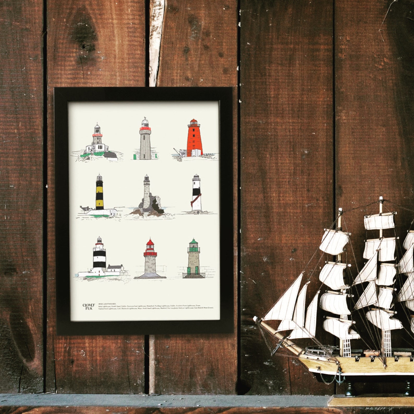 Irish Lighthouses an Elegant Hand Drawn Study That Will Make - Etsy