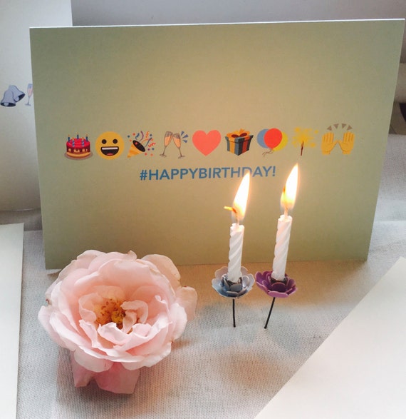EMOJI happy Birthday Greeting Card | Etsy